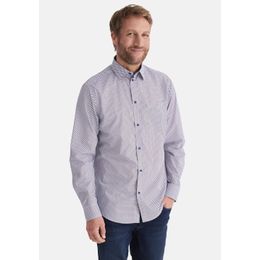 Langarmhemd Stooker Men "HUGH Hemd Langarm Regular Fit", Herren, Gr. M, US-Gr&ouml;&szlig;en, blau geometric, Stoff, 60% Baumwolle, 40% Polyester, regular fit, Hemden, Langarm Hemd Regular Fit f&uuml;r Herren