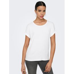 T-Shirt Only "ONLMOSTER &ndash; T-Shirt mit melierter Optik und elastischem Material", Damen, Gr. XS, wei&szlig;, Jersey, Obermaterial: 75% Viskose, 20% Polyester, 5% Elasthan, unifarben, l&auml;ssig geschnitten normal, Rundhals, Aufschlag, Shirts T-Shirt, meliert, casual, l&auml;ssig geschnitten, Viskosemischung, Rundhals