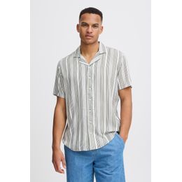 Kurzarmhemd Blend "BHShirt", Herren, Gr. M, US-Gr&ouml;&szlig;en, forest night, 100% Viskose, gestreift, regular fit normal, V-Ausschnitt, gerader Abschluss, Hemden, L&auml;ssiges Kurzarmhemd