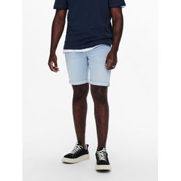 Only & Sons Jeansshorts ONLY & SONS "ONSPLY LIGHT BLUE 5189 SHORTS DNM NOOS", Herren, Gr. M, N-Gr, blau (blau denim), Denim/Jeans, Obermaterial: 72% Baumwolle, 26% Polyester, 2% Elasthan, unifarben, Basic schmal, Jeans Jeansshorts
