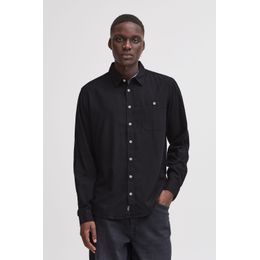 Langarmhemd Blend "BHBOBBY Shirt", Herren, Gr. M, US-Gr&ouml;&szlig;en, schwarz, 55% Leinen, 45% Viskose, unifarben, Basic, regular fit normal, ohne Ausschnitt, 1-Knopf-Manschette, Hemden, L&auml;ssiges Langarmhemd mit Brusttasche