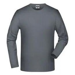 James Nicholson Elastic T-Shirt Langarm JN056, mittelgrau, Gr&ouml;&szlig;e XL - grau - XL