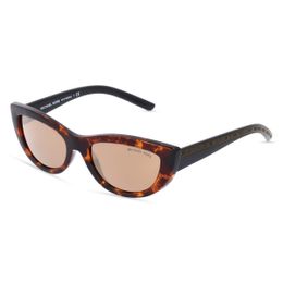Michael Kors MK2160 RIO | Damen-Sonnenbrille | Fassung: Vollrand, Cat Eye, Acetat, Havanna Transparent | Glasfarbe: Braun Spiegel Gold