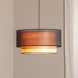 Euluna H&auml;ngeleuchte Cedrik, Organza schwarz, Eschenfurnier