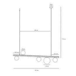 Aldex H&auml;ngeleuchte Garda 5, Balken, Metall, Glas, schwarz, 5-fl.