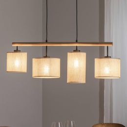 TK Lighting H&auml;ngeleuchte Deva Nature, vierflammig, Textil