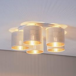 Luminex Deckenleuchte Jovin mit f&uuml;nf Schirmen, wei&szlig;/gold