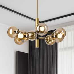 Deckenlampe Natalia, goldfarben, &Oslash; 68 cm, Glas, 8-flg., E14