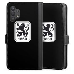 DeinDesign Galaxy A32 4G Handy Klapph&uuml;lle Handyh&uuml;lle aus Kunst Leder schwarz Flip Case Sechzger Official Licensed Product Tsv 1860 M&uuml;nchen Sideflip mit Lasche