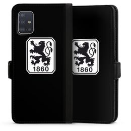 DeinDesign Galaxy A51 Handy Klapph&uuml;lle Handyh&uuml;lle aus Kunst Leder schwarz Flip Case Sechzger Official Licensed Product Tsv 1860 M&uuml;nchen Sideflip mit Lasche