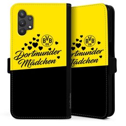 DeinDesign Galaxy A32 5G Handy Klapph&uuml;lle Handyh&uuml;lle aus Kunst Leder schwarz Flip Case Dortmunder Girl Borussia Dortmund Bvb Sideflip mit langer Lasche