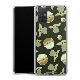 DeinDesign Galaxy A71 Handy Silikon H&uuml;lle Case transparent Handyh&uuml;lle Official Licensed Product Star Wars Muster Baby Yoda Silikon Case