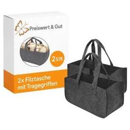 2x Filztasche mit Tragegriffen Kaminholzkorb Filz &ndash; Grau Brennholzkorb 50x25x25cm &ndash; Holztasche verwendbar als Kaminholztasche