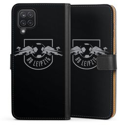 DeinDesign Galaxy A12 Handy Klapph&uuml;lle Handyh&uuml;lle aus Kunst Leder schwarz Flip Case Official Licensed Product Logo Rb Leipzig Sideflip mit langer Lasche
