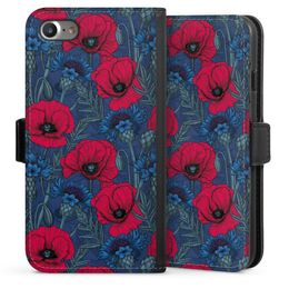 DeinDesign iPhone SE (2020) Handy Klapph&uuml;lle Handyh&uuml;lle aus Kunst Leder schwarz Flip Case Poppy Painting Flower Sideflip mit Lasche