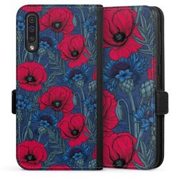 DeinDesign Galaxy A50 Handy Klapph&uuml;lle Handyh&uuml;lle aus Kunst Leder schwarz Flip Case Flower Poppy Painting Sideflip mit Lasche