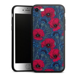 DeinDesign iPhone SE (2020) Handy Premium Silikon H&uuml;lle Handyh&uuml;lle schwarz Case Poppy Painting Flower Silikon Premium Case