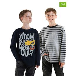 Denokids 2er-Set: Longsleeves in Grau/ Schwarz - 63% | Größe 128 | Kinder-longsleeves