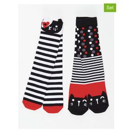 Denokids 2er-Set: Kniestrümpfe in Schwarz/ Weiß/ Rot - 50% | Größe 128/134 | Kinder-socken-strumpfhosen