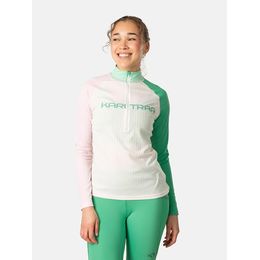 KARI TRAA Funktionslongsleeve "Ella" in Creme/ Rosa/ Gr&uuml;n - 63% | Gr&ouml;&szlig;e M | Damen-outdoor-tops-shirts