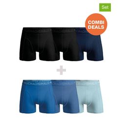 MUCHACHOMALO 6er-Set: Boxershorts in Schwarz/ Dunkelblau/ Blau - 59% | Gr&ouml;&szlig;e M | Herren-waesche