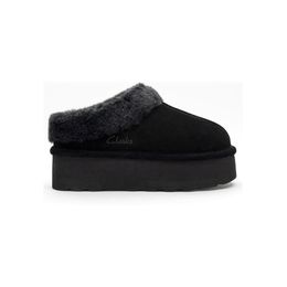 Clarks Leder-Hausschuhe in Schwarz - 54% | Größe 40 | Damen-pantoletten