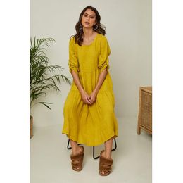 Fleur de Lin Leinen-Kleid "Lantana" in Gelb - 80% | Gr&ouml;&szlig;e S | Damen-kleider