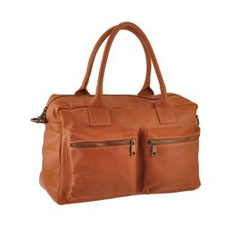 ORE10 Leder-Henkeltasche "Starna" in Cognac - (B)34 x (H)26 x (T)14 cm - 80% | Damen-taschen