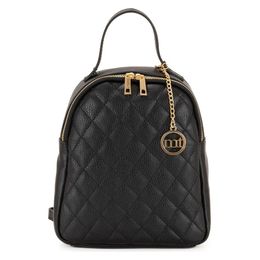 Mia Tomazzi Leder-Rucksack "Caiazzo" in Schwarz - (B)23 x (H)27 x (T)11 cm - 75% | Damen-taschen