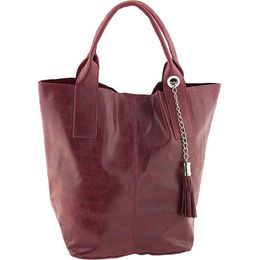 ORE10 Leder-Shopper "Laura" in Bordeaux - (B)38 x (H)41 x (T)20 cm - 76% | Damen-taschen