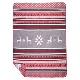 MARS & MORE Mars & More Plaid ''Deer'' in Rot/ Grau - (L)180 x (B)130 cm - 57% | Decken
