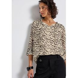 Street One Bluse in Beige/ Schwarz - 36% | Gr&ouml;&szlig;e 46 | Damen-blusen