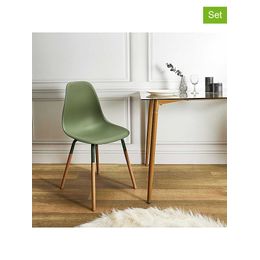 THE HOME DECO FACTORY 2er-Set: Esszimmerst&uuml;hle "Scandinave" in Gr&uuml;n - (B)46 x (H)85 x (T)56 cm - 50% | Sitzmoebel