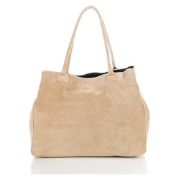 ORE10 Leder-Shopper "Plaso" in Beige - (B)41 x (H)28 x (T)7 cm - 79% | Damen-taschen