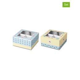 Fackelmann 2er-Set: Muffinboxen in Hellblau/ Gelb - (L)16 x (B)16 cm - 15% | Aufbewahren-servieren