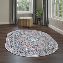 my home Teppich »Oriental, Made in Belgium« oval 7 mm Höhe Orient-Optik, mit Bordüre, Kurzflor, pflegeleicht, elegant rosa Obermaterial: 100%...