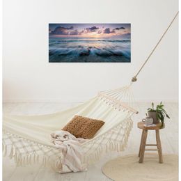 Komar Leinwandbild &raquo;Broken Waves - Gr&ouml;&szlig;e 90 x 40 cm&laquo; Baum Berge Blumen Bl&auml;tter Foto Jahreszeiten Landschaft Meer Natur Palmen Strand Packung, 1 Stk. tlg. 