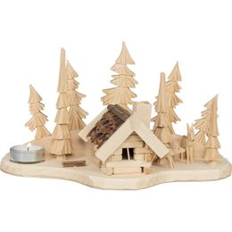 SAICO Original R&auml;ucherm&auml;nnchen &raquo;Schnitzerei und R&auml;ucherhaus, f&uuml;r 1 Teelicht&laquo; BxHxT: 13x22x10 cm Holz
