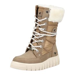 Mustang Shoes Schn&uuml;rstiefelette &raquo;Stiefelette Lederimitat/Textil&laquo; Sand 40 40 Verschluss: Schn&uuml;rung