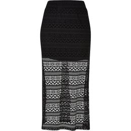 Urban Classics Jerseyrock »Damen Ladies Stretch Crochet Lace Midi Skirt« 1 Stk. black 4XL 4XL Modische Röcke für verschiedene Anlässe