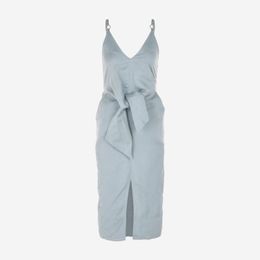 Reiss Hellgraues Midikleid aus Leinenmischung