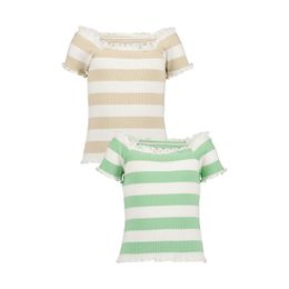 Blue Seven Carmenshirt Packung, 2 Stk. mit gewellten Kanten und romantischem Carmen-Ausschnitt KIESEL + SEA 110 110 S&uuml;&szlig;e Shirtpackung von Blue Seven
