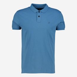 Replay Blaues Piqué-Poloshirt mit Monogramm-Stickerei