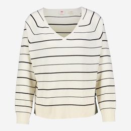Levi's Cremefarben-schwarzer Pullover mit Streifenmuster