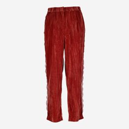 Scotch & Soda Rote Hose aus Samt mit Spitzenbesatz
