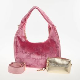 Juicy Couture Rosafarbene Schultertasche in Samtoptik