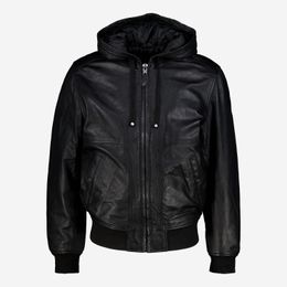 SCHOTT Schwarze LC Hood Jacke aus Leder mit Kapuze