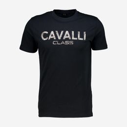 Cavalli Class Schwarzes T-Shirt mit Logo-Detail