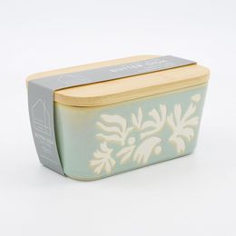 Blau-wei&szlig;e Butterdose mit Deckel 8,5x17cm