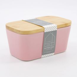 Rosa Butterdose mit Deckel 8,5x17cm